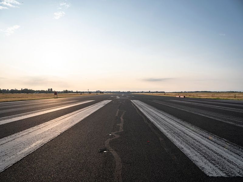 Berlin Airport Runway in Sunshine with Clear Sky HDRi Maps and Backplates