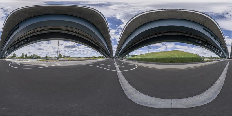 Berlin Architecture: Concrete Street with a Curve HDRi Maps and Backplates