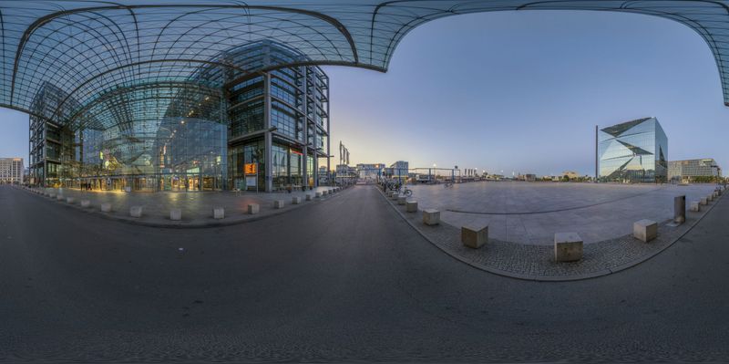 Berlin Architecture: Glass Facade and Steel Walkways HDRi Maps and ...
