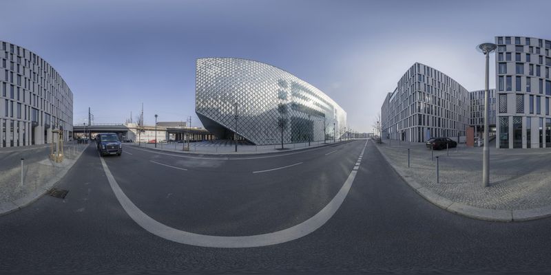 A Building with a Curved Roof in Berlin's Urban Landscape HDRi Maps and ...