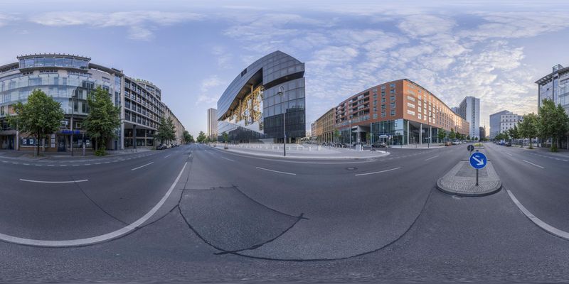Berlin Business District at Dawn: A Panoramic View HDRi Maps and Backplates