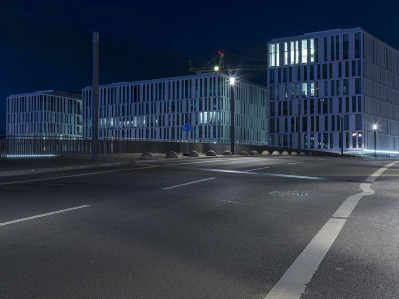 Berlin City at Night: Illuminated Urban Streets HDRi Maps and Backplates