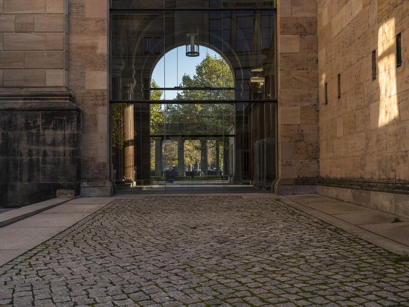 Berlin Germany Arch Building with Stone Flooring HDRi Maps and Backplates