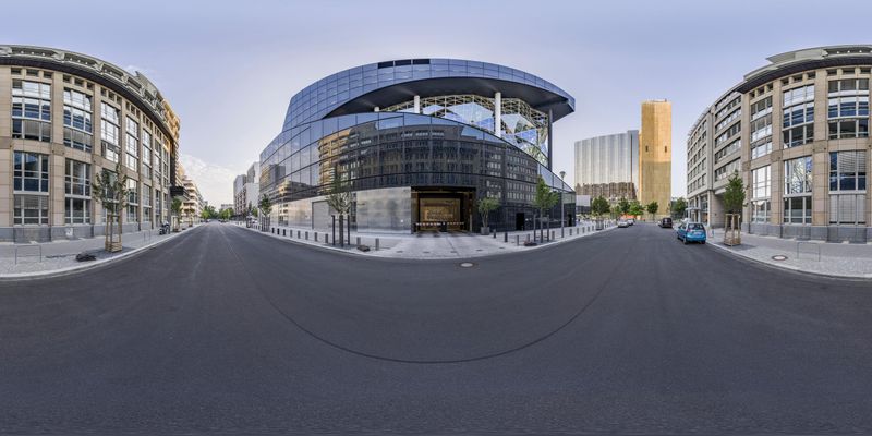 Modern Building in Berlin, Germany: A Curved Street Perspective HDRi ...