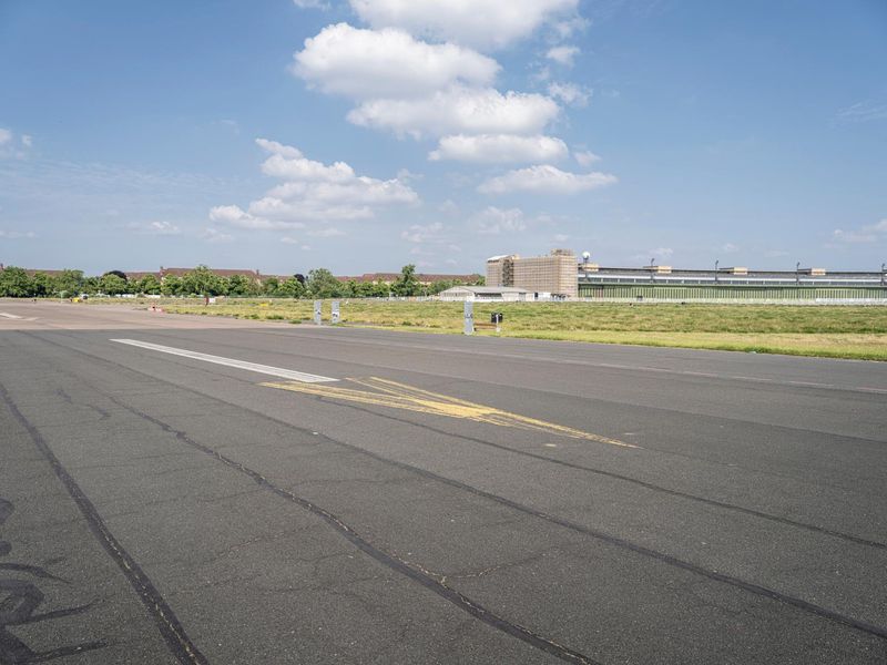 Berlin Landscape with Asphalt Road and Buildings HDRi Maps and Backplates