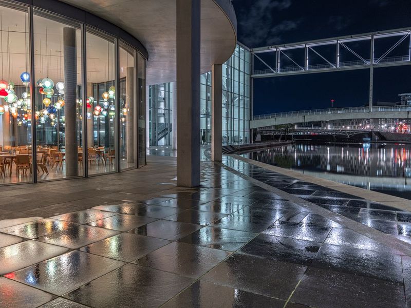 Berlin Office Building Overlooking River Canal HDRi Maps and Backplates