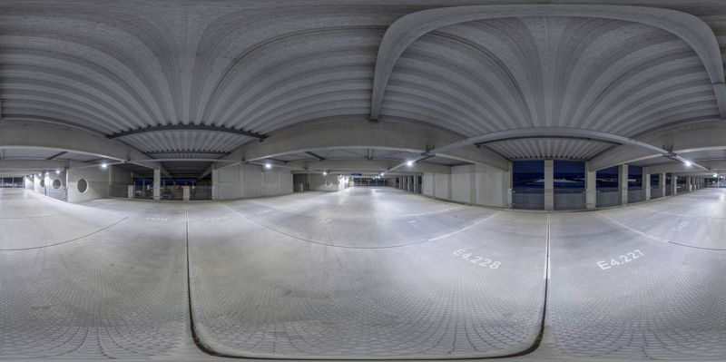 Berlin Parking Garage: Dark and Modern HDRi Maps and Backplates