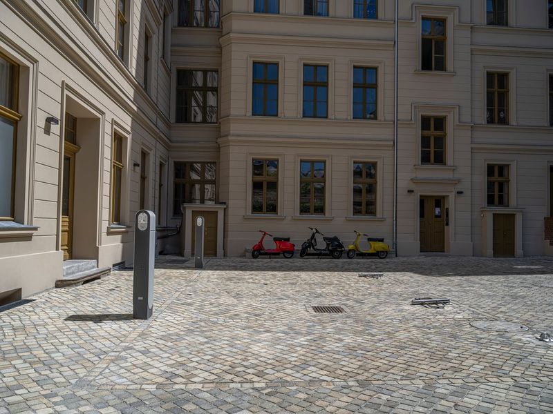 Berlin Residential Courtyard with Cobblestone
