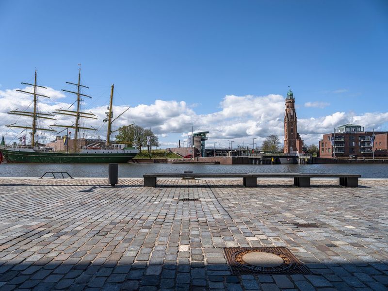 Bremen City Harbor with Large Ship and Urban Design HDRi Maps and ...