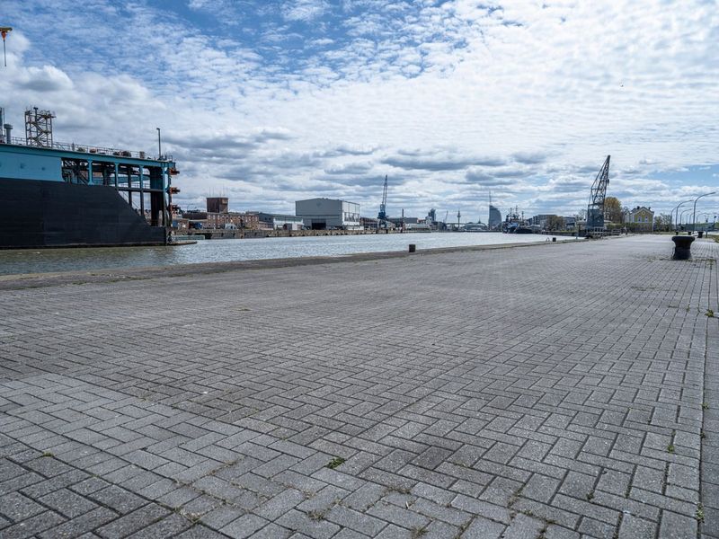 Bremen Harbor: A Daytime View of Clouds and Boats HDRi Maps and Backplates