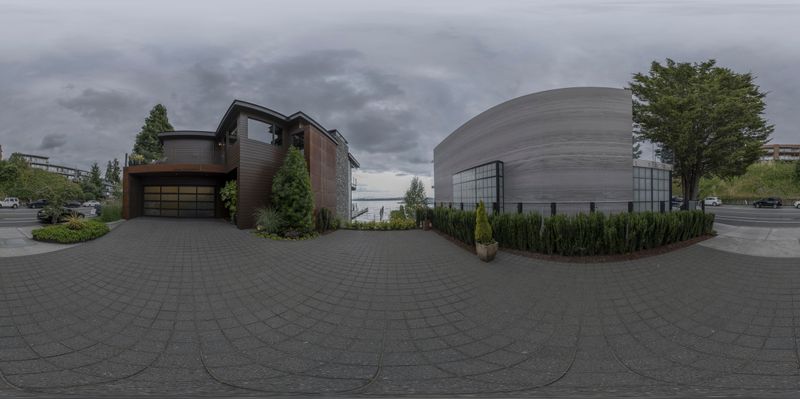Building View Through a Fisheye Lens: Surrounded by Green Vegetation ...