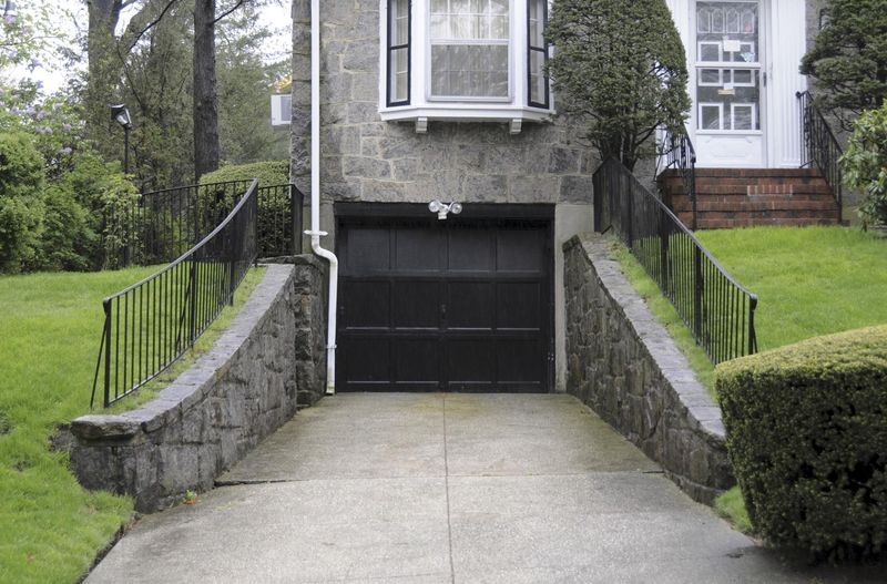 Building Stone Driveway with Open Garage HDRi Maps and Backplates