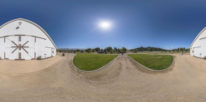California Barn: Surrounded by Green Grass HDRi Maps and Backplates