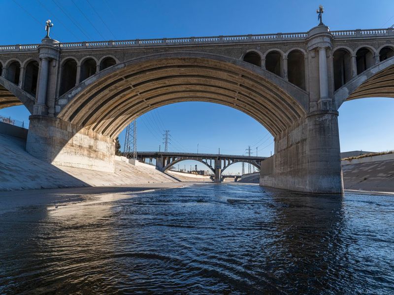 California Bridge over the Los Angeles River HDRi Maps and Backplates