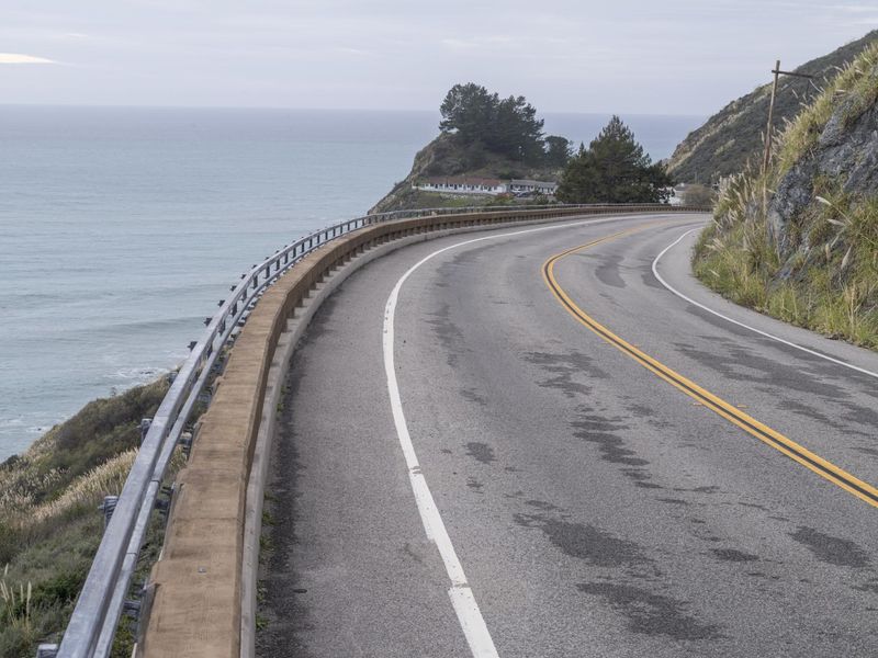 California Coastal Road under Grey Sky HDRi Maps and Backplates