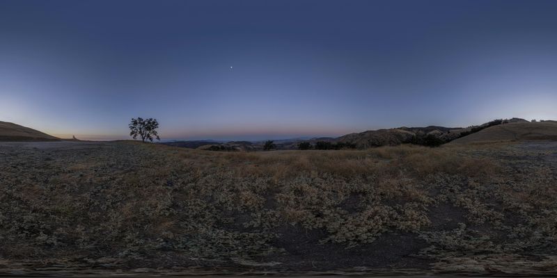 Dusk in California: Hillside with Moon HDRi Maps and Backplates