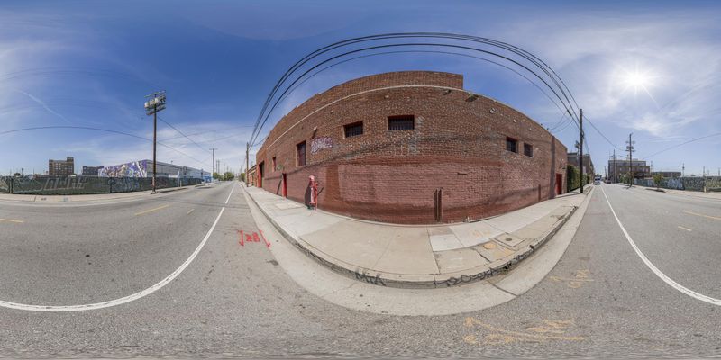 California Residential Area: A Red Brick Building on the Corner HDRi ...