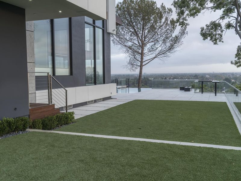 California Residential Area with Large Lawn and Modern Building HDRi ...