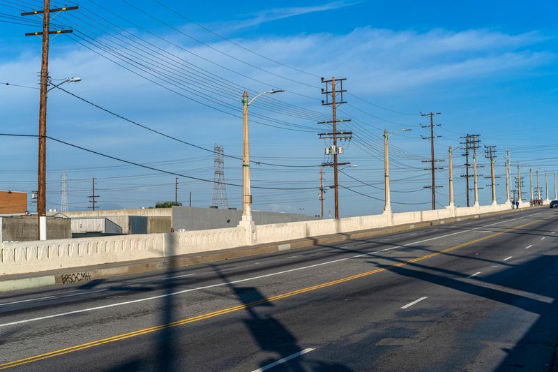 California Road: Bridge Overhead on Asphalt, with Clouds in the Sky ...