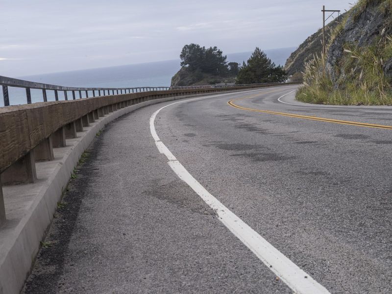 California Road Over Ocean Cliffs Landscape HDRi Maps and Backplates
