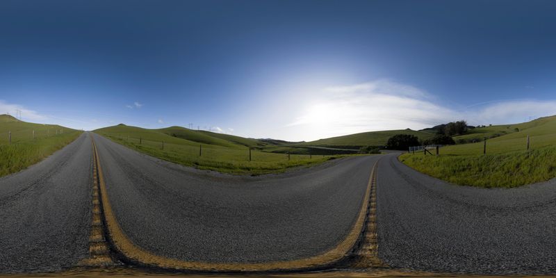 Road Splitting in the Grassy Hills of California HDRi Maps and Backplates