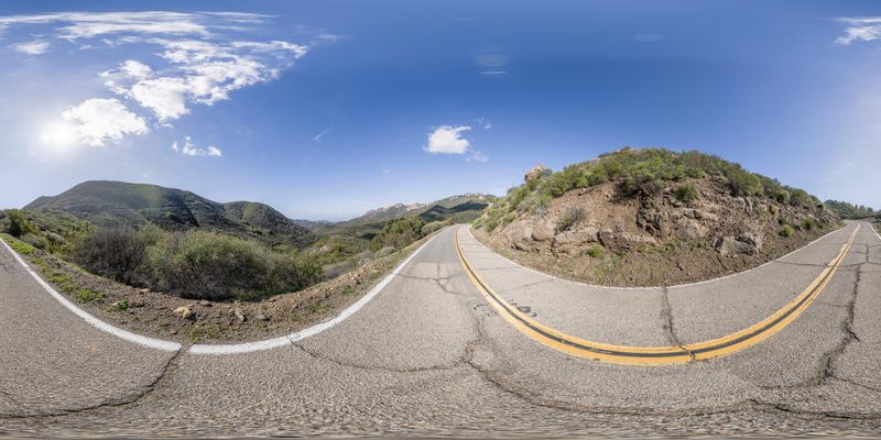 California Stateline: Road and Hill Top View - HDRi Maps and Backplates
