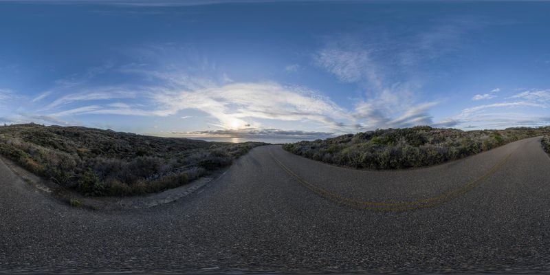 California Sunset: Straight Road Near the Ocean and Trees HDRi Maps and ...