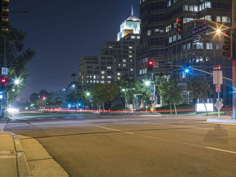 California, USA: City Lights on a Night Road HDRi Maps and Backplates