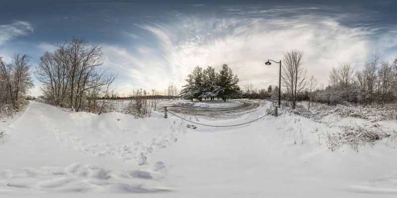Canadian Suburb: Snowy Streets and Sunshine HDRi Maps and Backplates