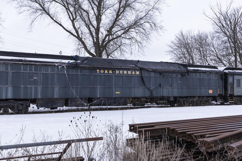Canadian Train Rolling Down the Railroad Tracks HDRi Maps and Backplates
