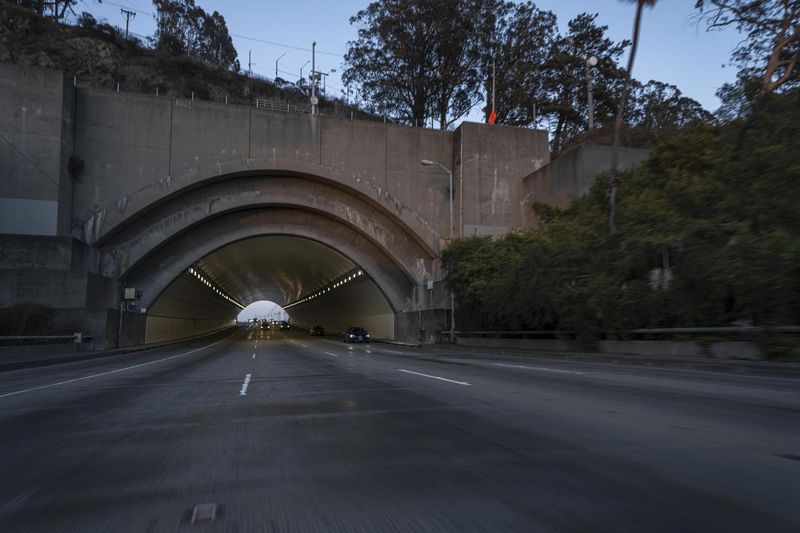Car Driving Through Old Tunnel at Dusk on Highway HDRi Maps and Backplates