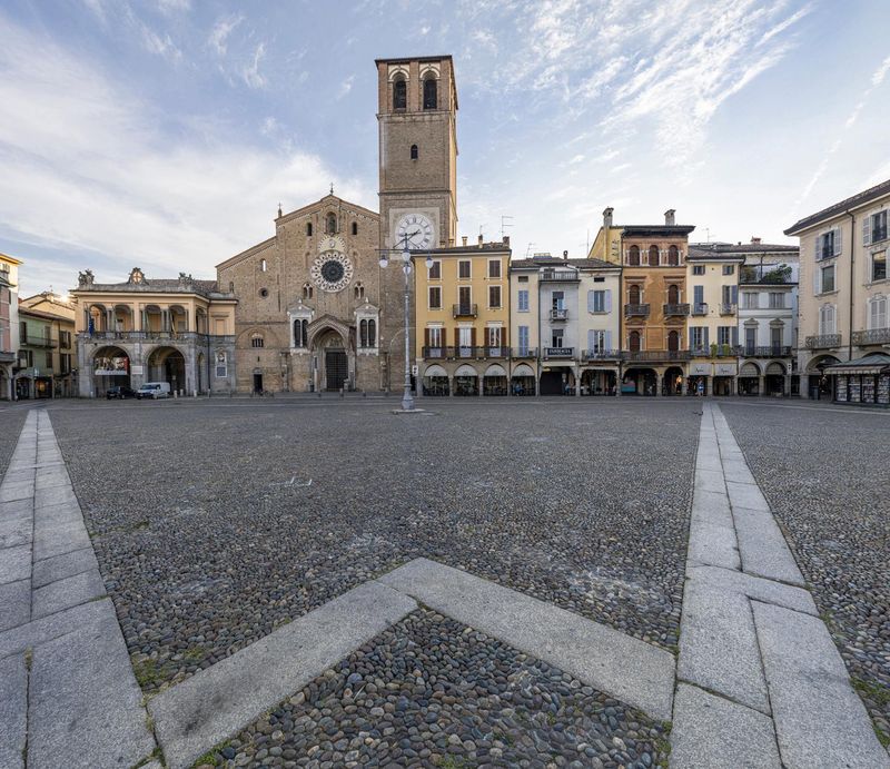 Charming Town Square with Tower Building HDRi Maps and Backplates