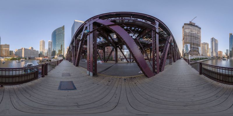 Chicago Bridge and City Skyline HDRi Maps and Backplates