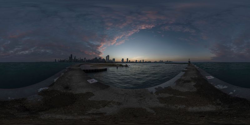 Chicago City Lake Coastal View HDRi Maps and Backplates