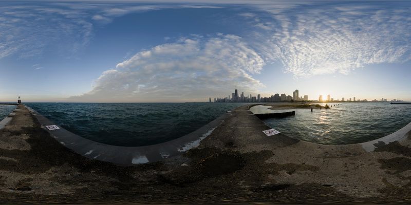 Chicago City Skyline: A Coastal View HDRi Maps and Backplates