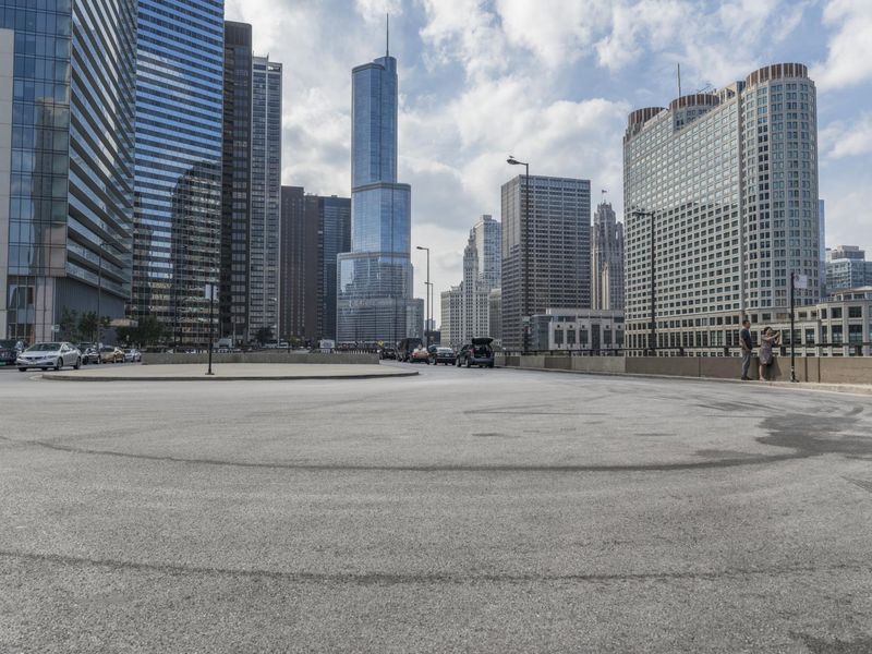 Chicago City Skyline on a Day with Cloudy Sky HDRi Maps and Backplates