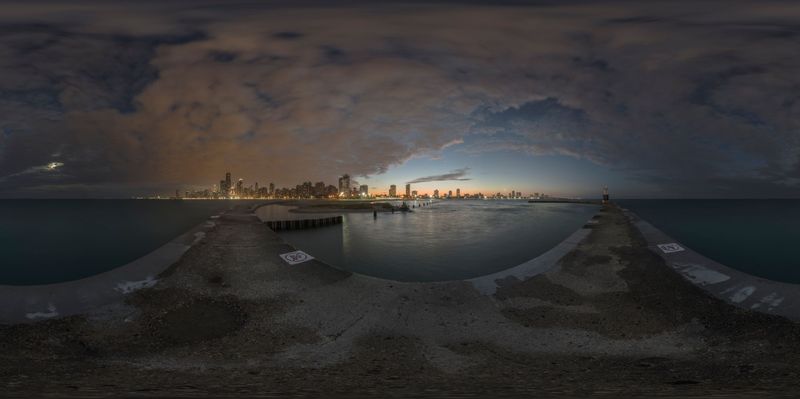 Chicago Cityscape: Panorama of the Lake HDRi Maps and Backplates