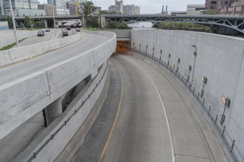 Chicago: High Angle View of Concrete City Street HDRi Maps and Backplates