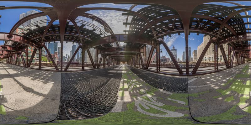 Chicago, Illinois Bridge: A Panoramic View HDRi Maps and Backplates
