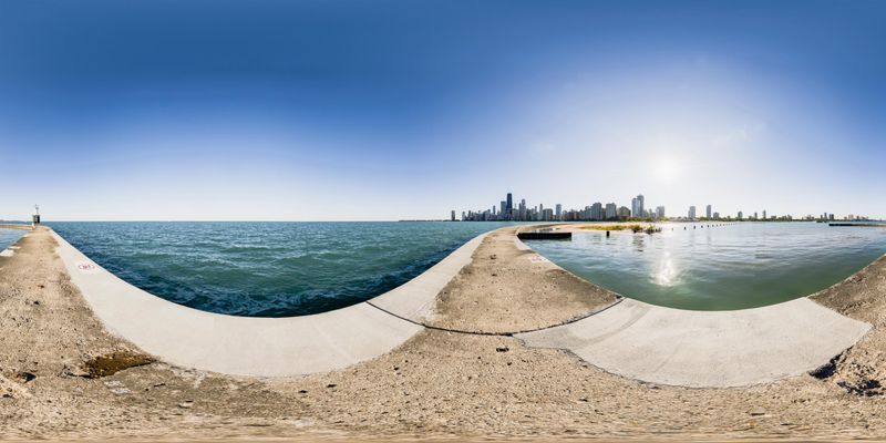 Panoramic View of Chicago, Illinois, and Lake Michigan HDRi Maps and ...