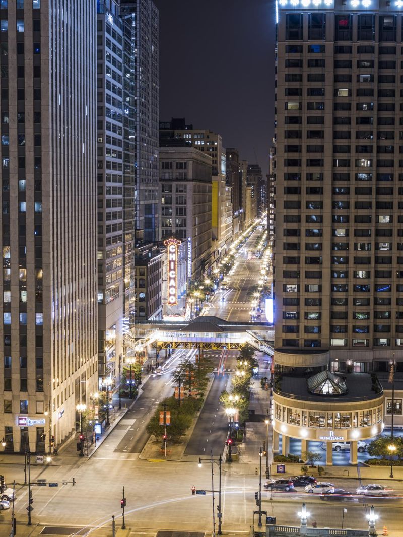 Chicago Night Cityscape: High-rise Buildings Illuminate the City HDRi ...