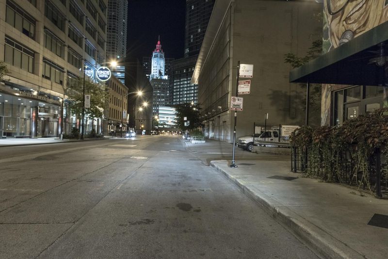Chicago Night Cityscape Lights HDRi Maps and Backplates