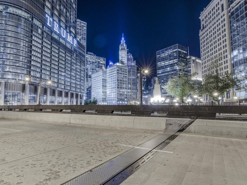 Chicago Night Skyline in the USA - HDRi Maps and Backplates