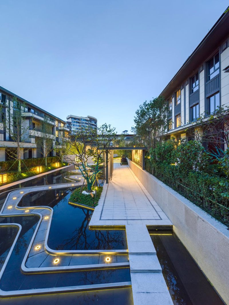 China High Rise Residential Building with Courtyard Pool HDRi Maps and ...