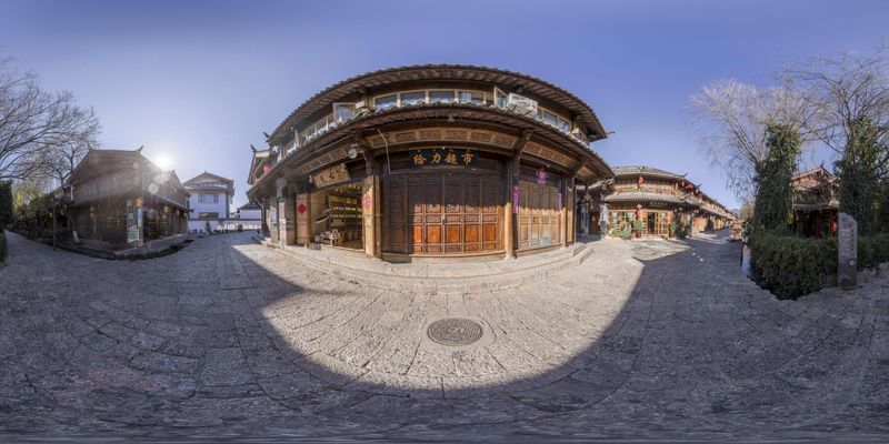 China Hillside Street: A Building with Arched Doorways HDRi Maps and ...