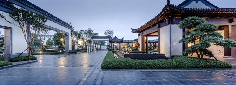 China Suburban Villa with Rain-Soaked Courtyard HDRi Maps and Backplates
