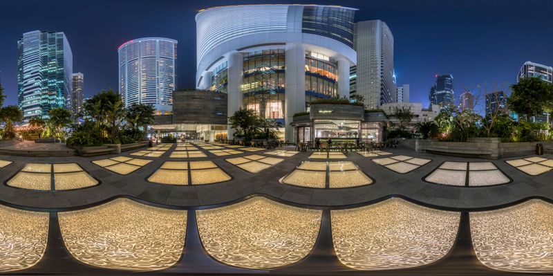 Circular Courtyard: Architecture, Buildings, and Trees in the City HDRi ...