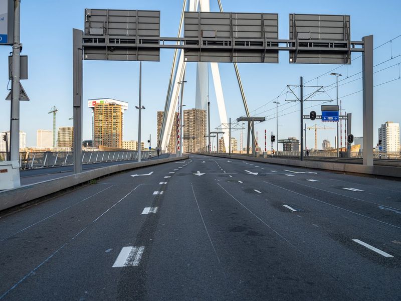 City Freeway at Dawn: Empty Road and Tall Buildings HDRi Maps and ...