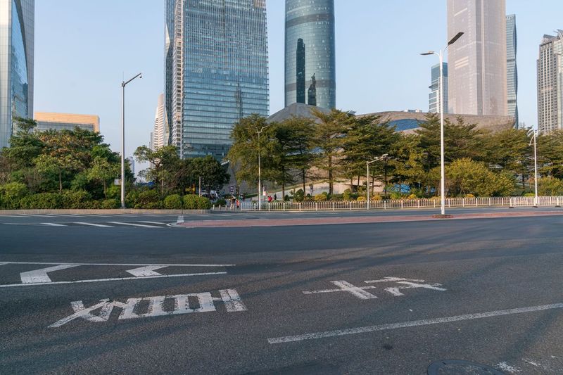 City of Guangzhou: Day at an Empty Intersection HDRi Maps and Backplates
