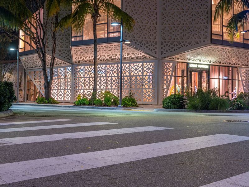 City Life in Miami Beach: A Night Scene at a Modern Architecture ...